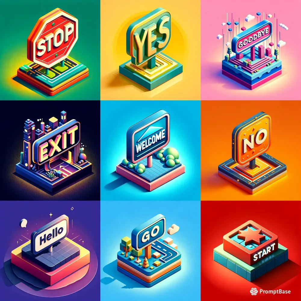 3D Isometric Signs DALL·E Prompt | PromptBase