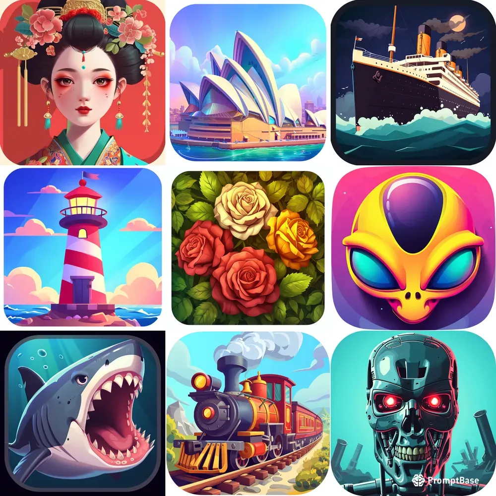 Apple Android Game App Icon Designs Midjourney Prompt | PromptBase