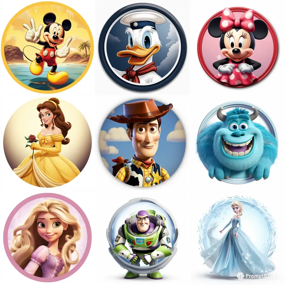 Disney Characters Cartoon Style Midjourney Prompt | PromptBase