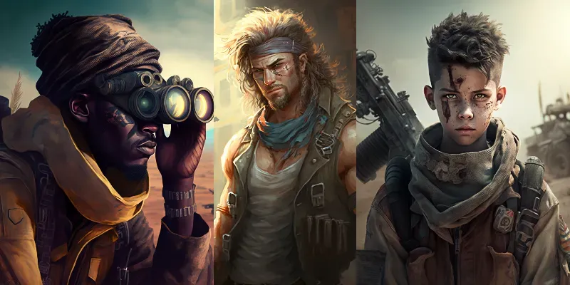 Post-apocalyptic Role Play Characters Midjourney Prompt | PromptBase