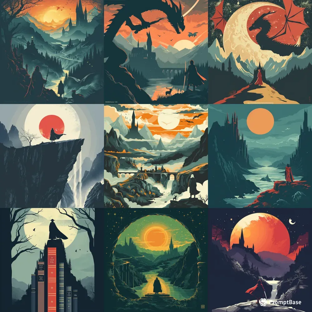 Fantasy Book Cover Art Midjourney Prompt | PromptBase