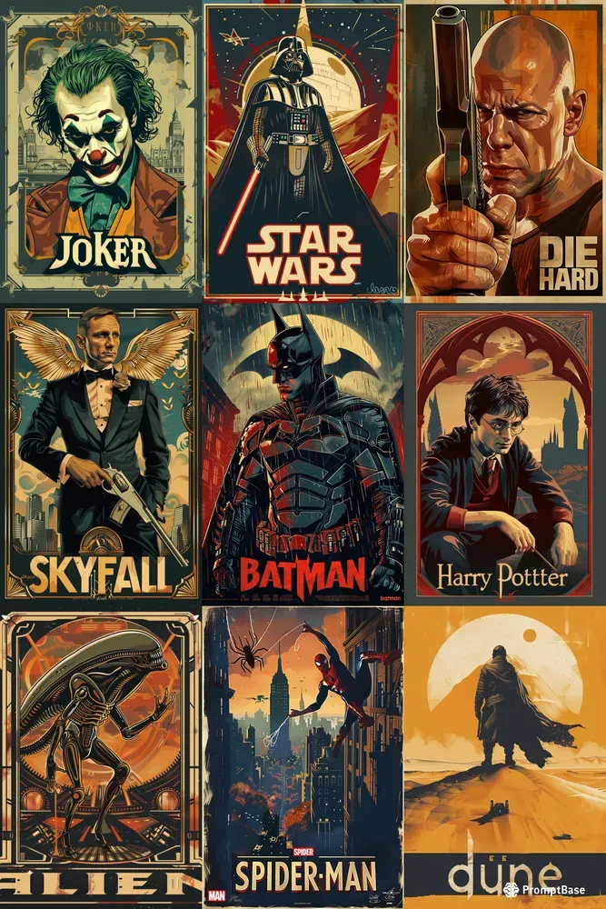 Art Deco Movie Posters Midjourney Prompt | PromptBase