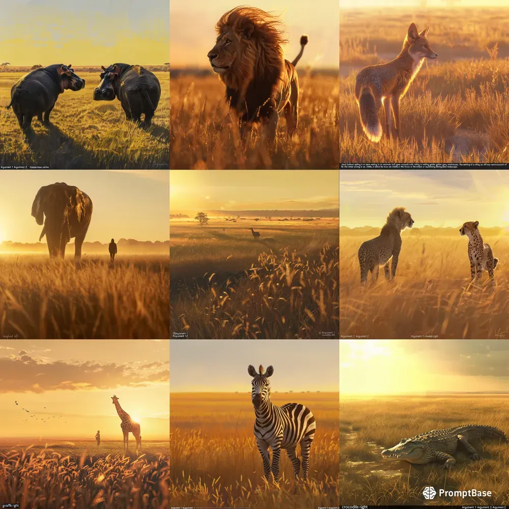 Animals On The Savannah Midjourney Prompt | PromptBase