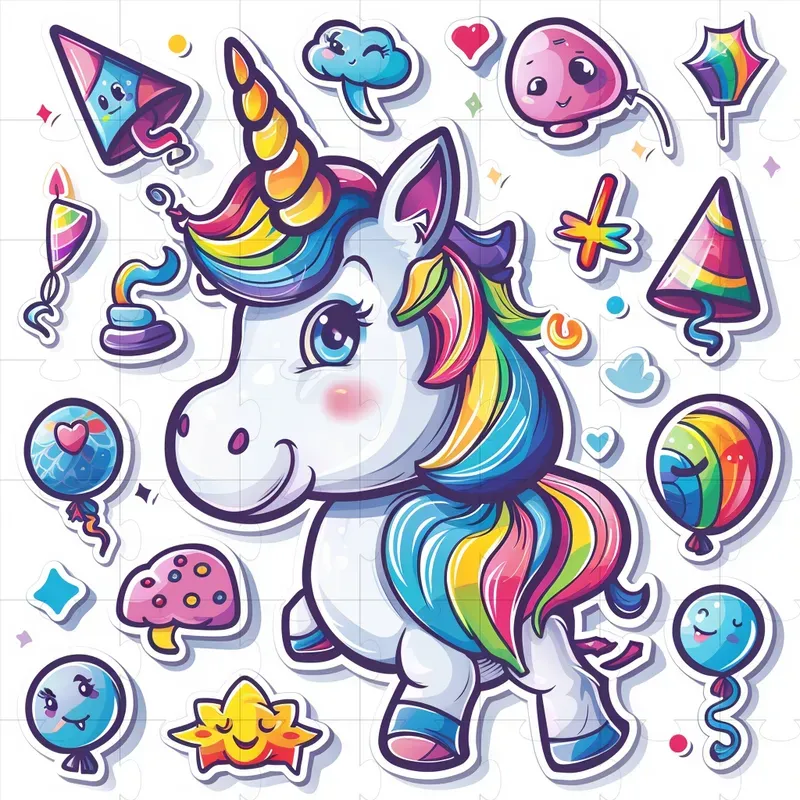 Cute Cartoon Sticker Sheets Midjourney Prompt | PromptBase