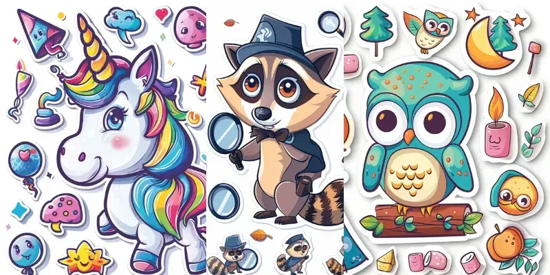 Cute Cartoon Sticker Sheets Midjourney Prompt | PromptBase