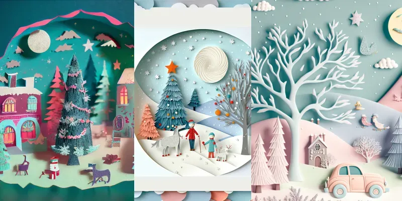 Winter And Christmas Papercraft Scenes Midjourney Prompt | PromptBase