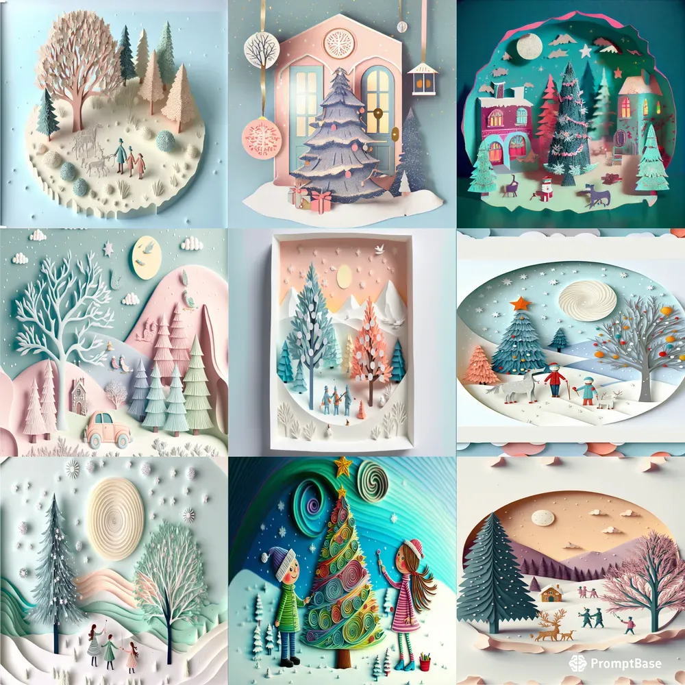 Winter And Christmas Papercraft Scenes Midjourney Prompt | PromptBase