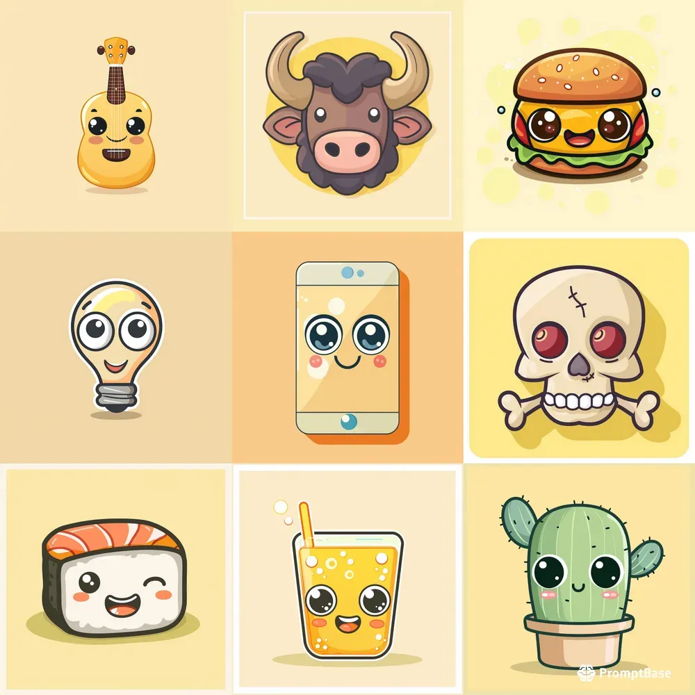 Cute Vector Icons Midjourney Prompt | PromptBase