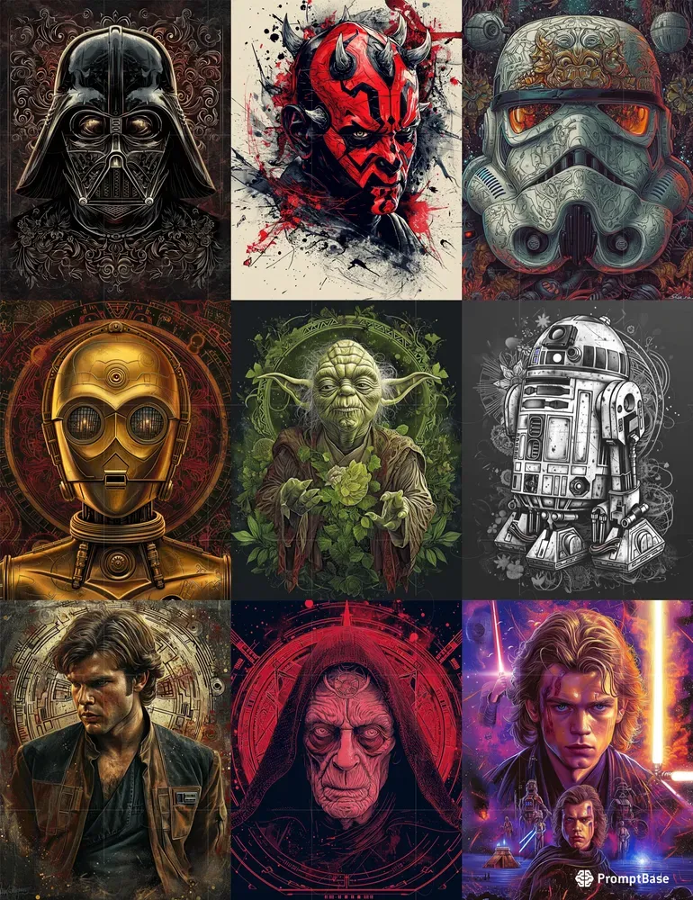 Intricate Illustrations Of Star Wars Midjourney Prompt | PromptBase