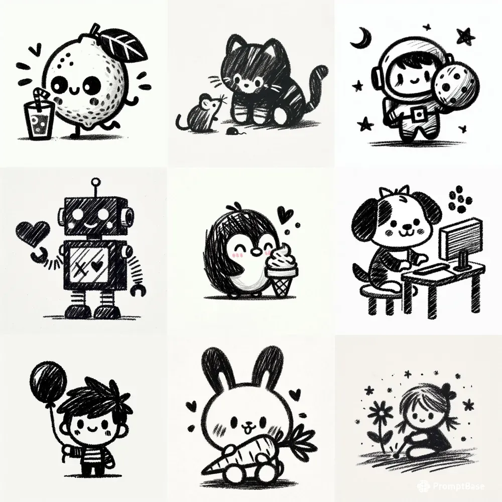 Black Crayon Colorings DALL·E Prompt | PromptBase