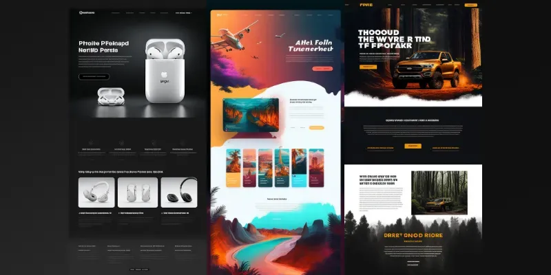 Full Page Ui Landing Page Website Designs Midjourney Prompt | PromptBase