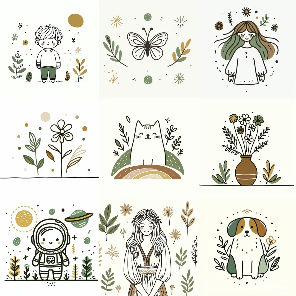 Cute Boho Hand Drawn Doodles DALL·E Prompt | PromptBase