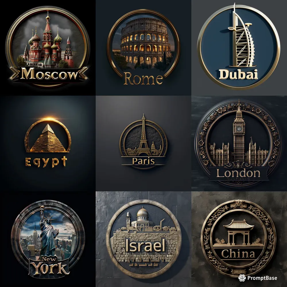 Logos Of Countries And Cities Midjourney Prompt | PromptBase