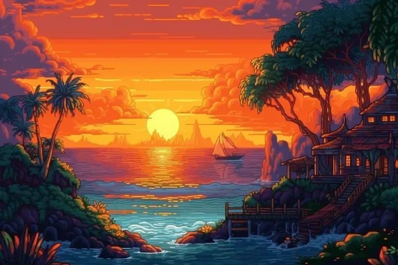 Beautiful Pixel Art Landscapes Midjourney Prompt | PromptBase