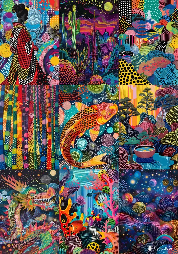Vivid Dotwork Art Midjourney Prompt | PromptBase