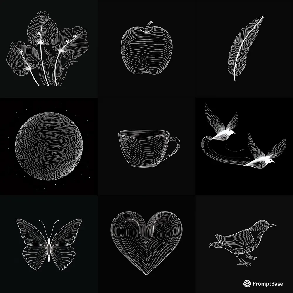 Simple Minimalist Fine White Line Art Midjourney Prompt | PromptBase