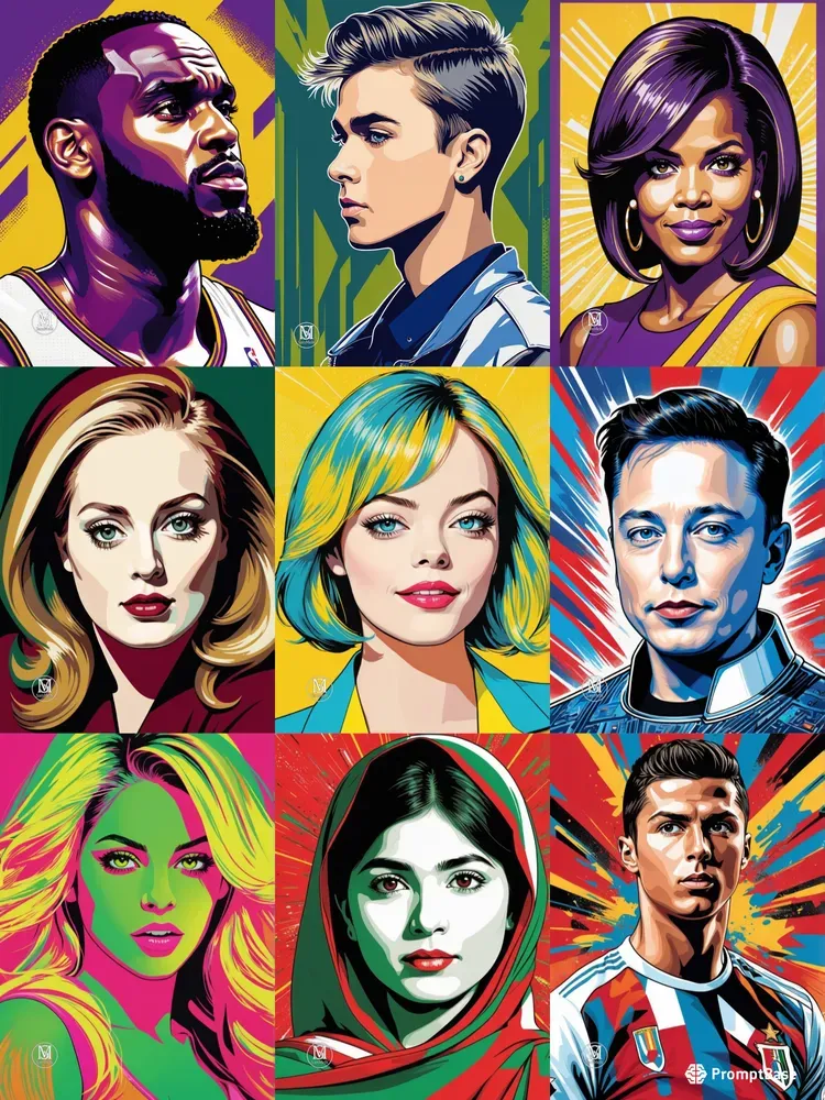 Celebrities Pop Art Drawings Leonardo Ai Prompt | PromptBase