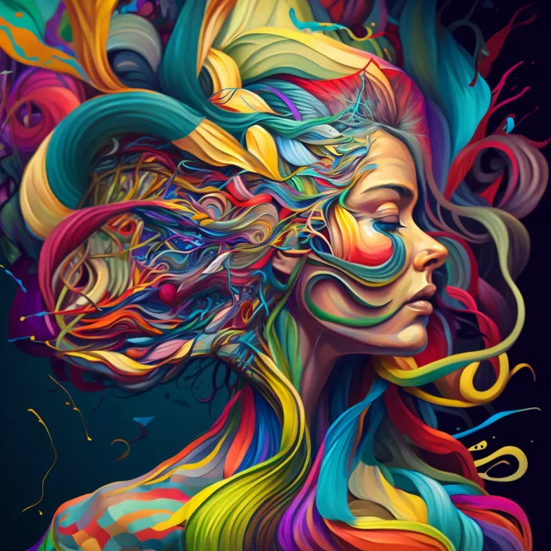 Colorful Line Portraits Midjourney Prompt | PromptBase