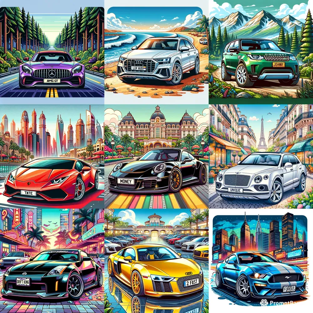 Cars With Customizable License Plates DALL·E Prompt | PromptBase