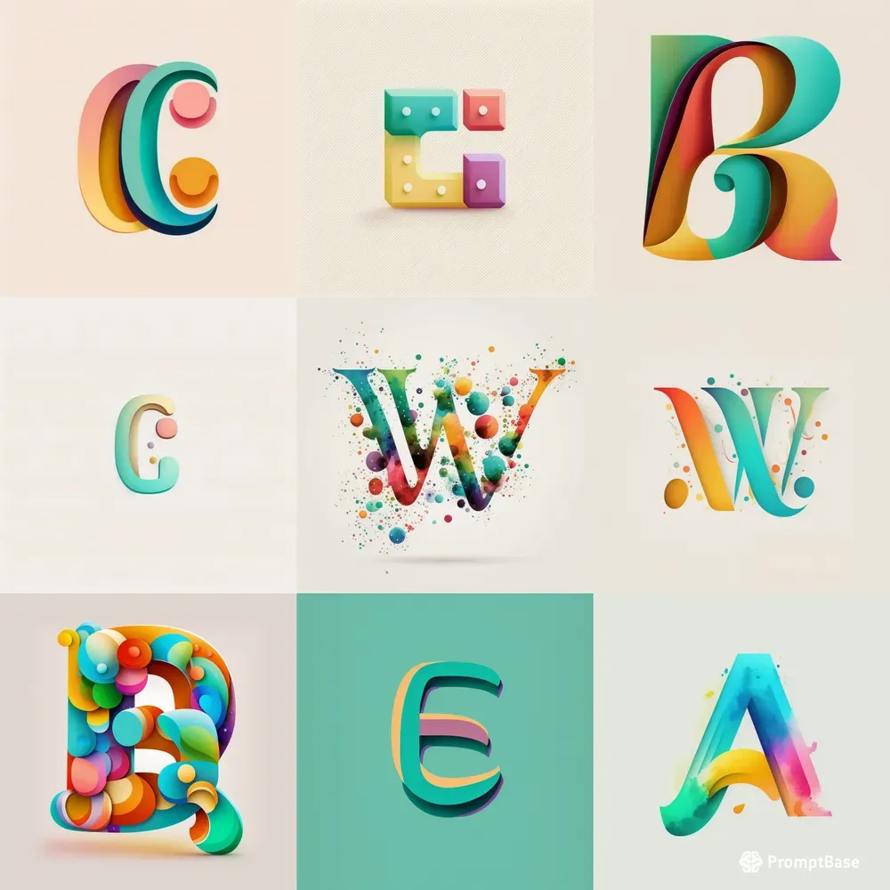 Vibrant Cute Lettermark Logos Midjourney Prompt | PromptBase