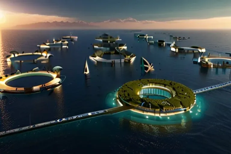 Aquaria Sustainable Floating Cities Of Th Leonardo Ai Prompt | PromptBase