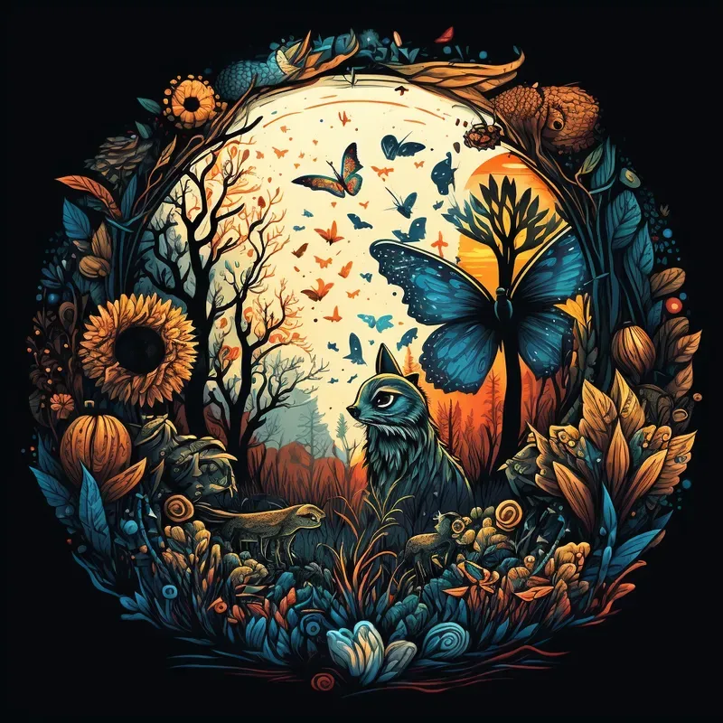 Vibrant Circular T-shirt Designs Midjourney Prompt | PromptBase