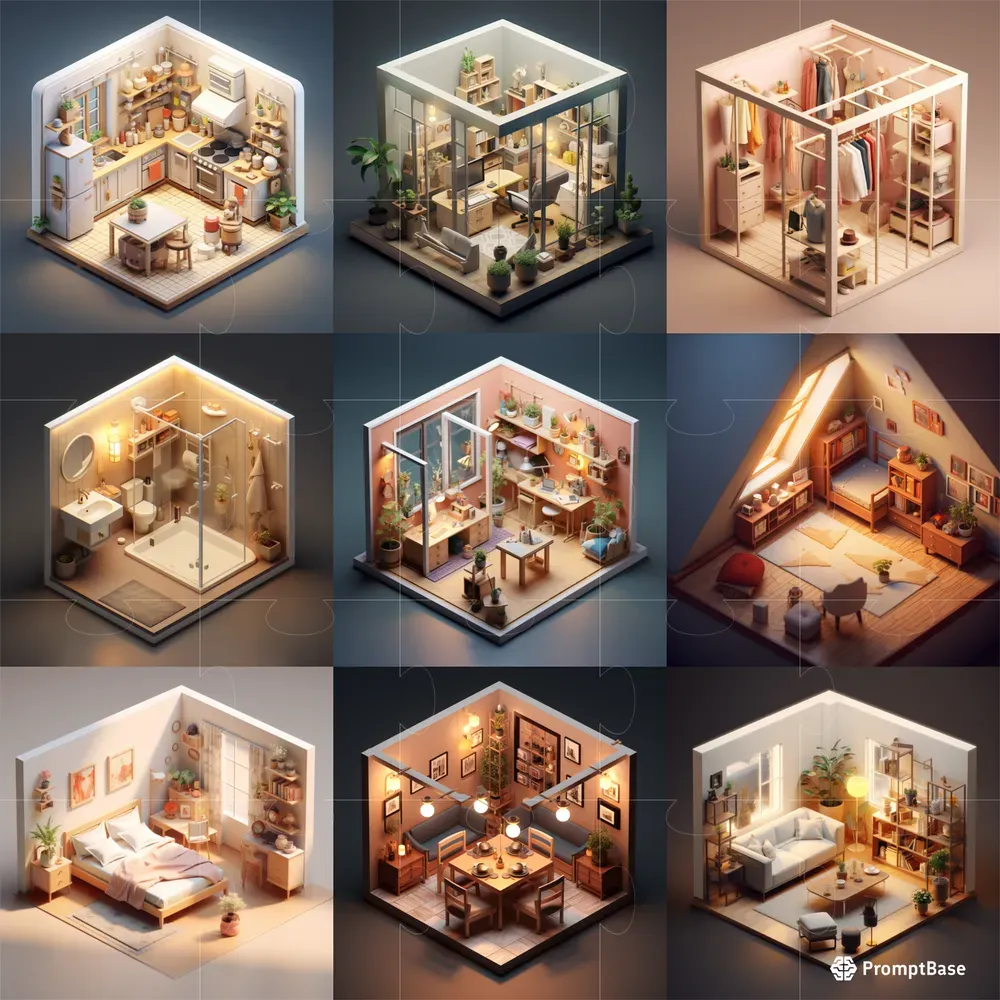 3D Isometric Room Designs Midjourney Prompt | PromptBase