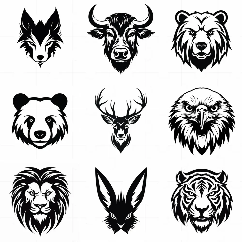 Simple Abstract Animal Head Logos Midjourney Prompt | PromptBase