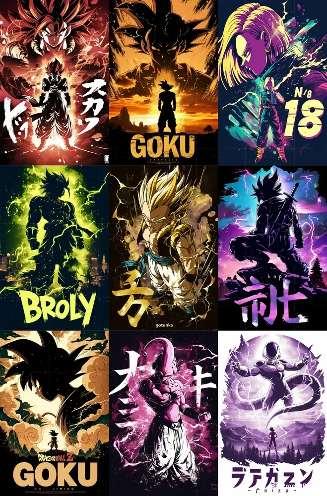 Dbz Double Exposures And Kanji Midjourney Prompt | PromptBase