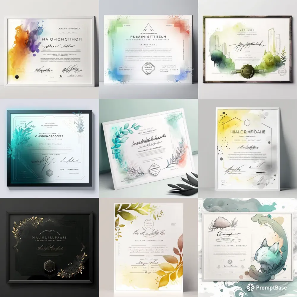 Elegant Certificates Midjourney Prompt | PromptBase