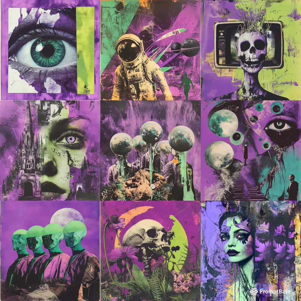 Super Weird Collage Art Midjourney Prompt | PromptBase