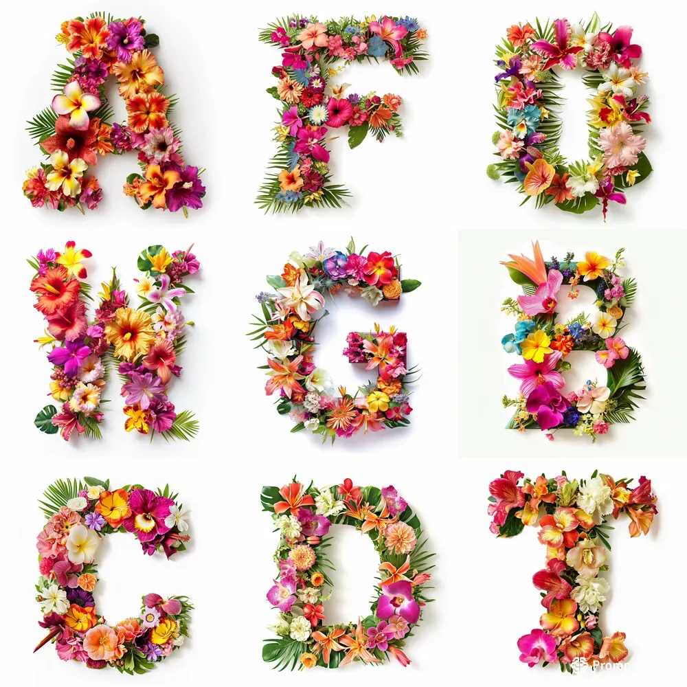 Real Flower Made Custom Letter Logos Midjourney Prompt | PromptBase
