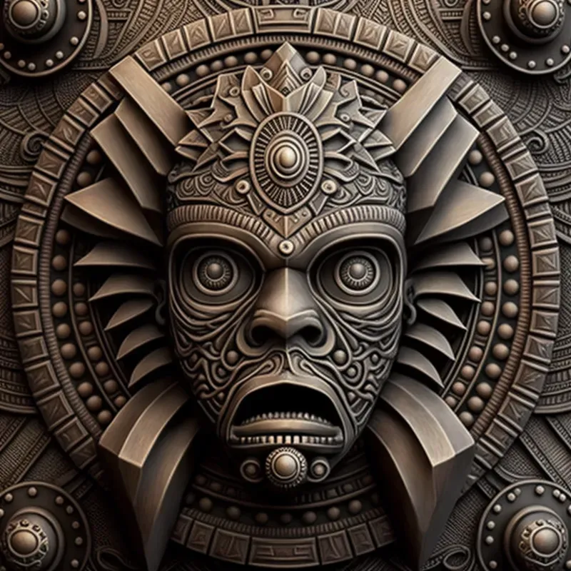 Aztec Metal Faces Midjourney Prompt | PromptBase