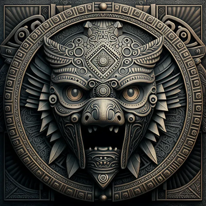 Aztec Metal Faces Midjourney Prompt | PromptBase