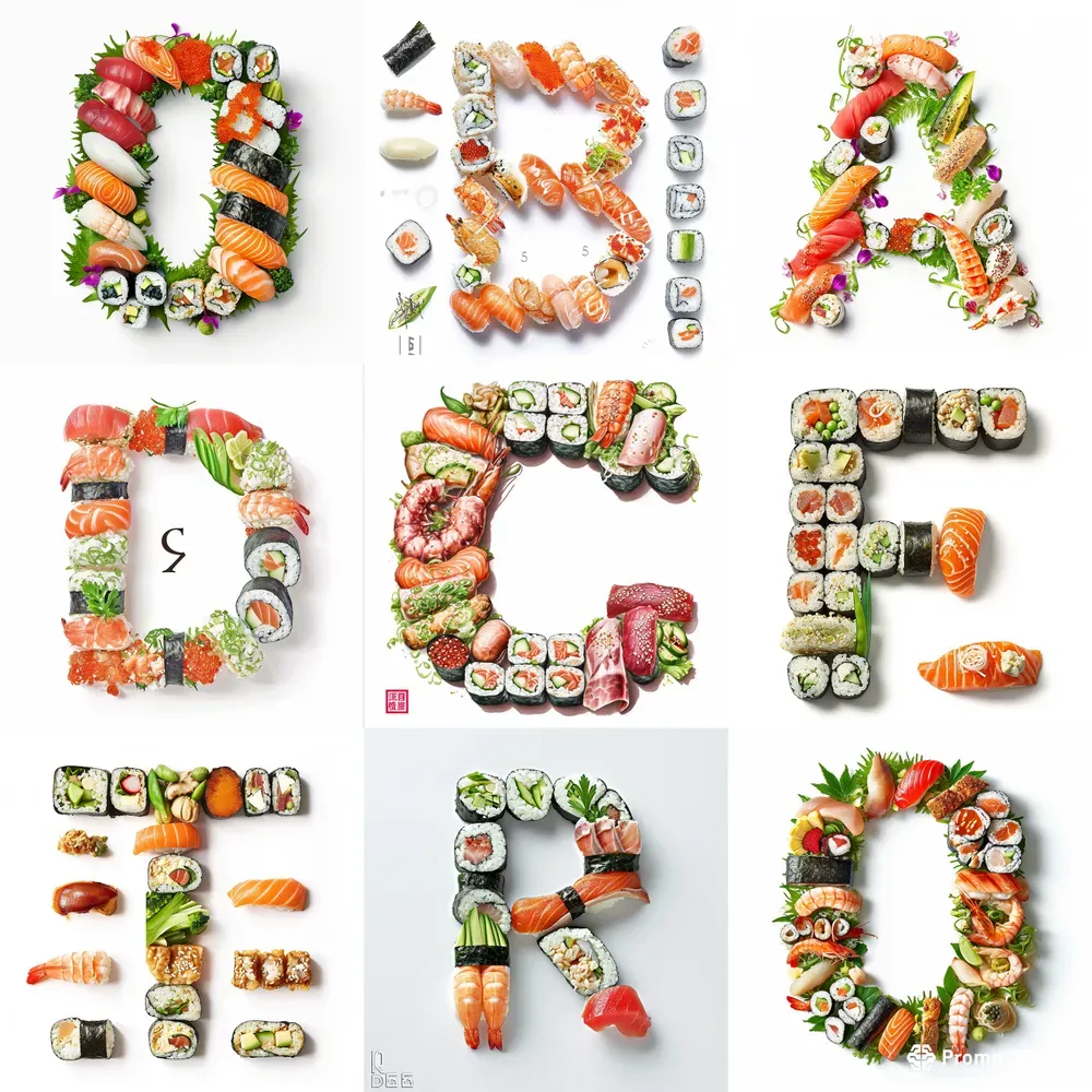 Japanese Foods Made Text Fonts Midjourney Prompt | PromptBase