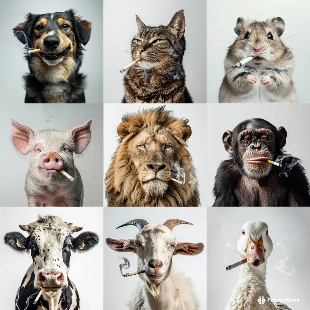 Smoking Animals Midjourney Prompt | PromptBase