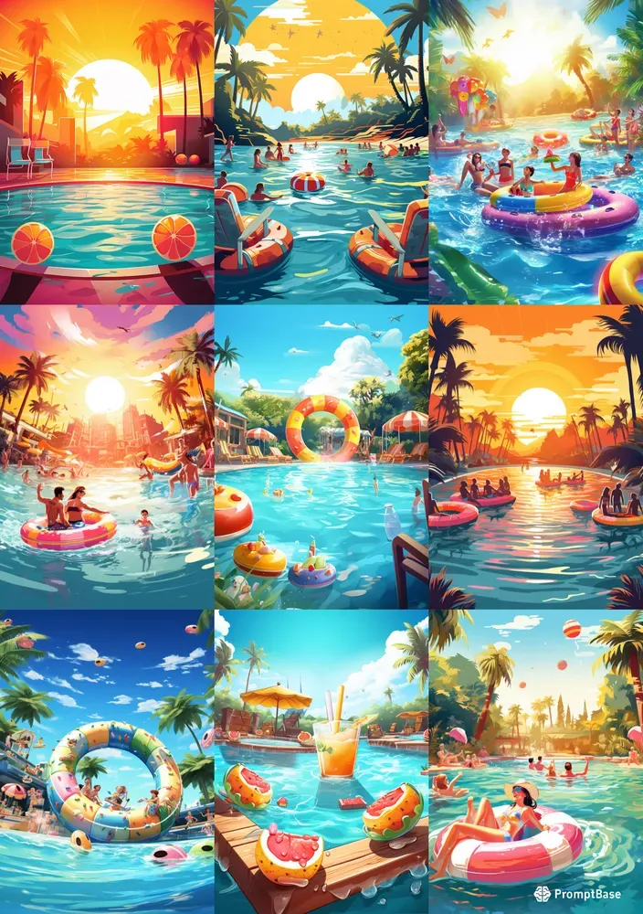 Cool Floats Pool Party Poster Flyers Midjourney Prompt | PromptBase