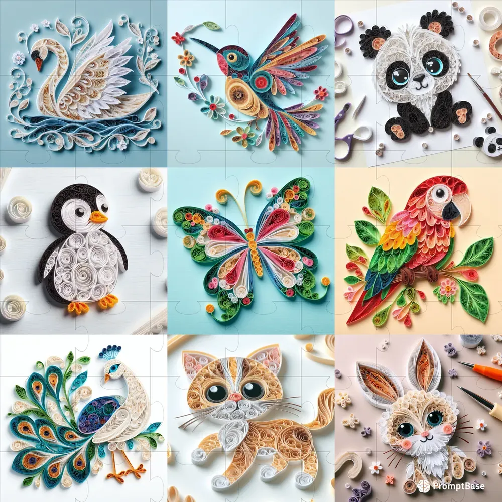 Animal Paper Quilling Art DALL·E Prompt | PromptBase