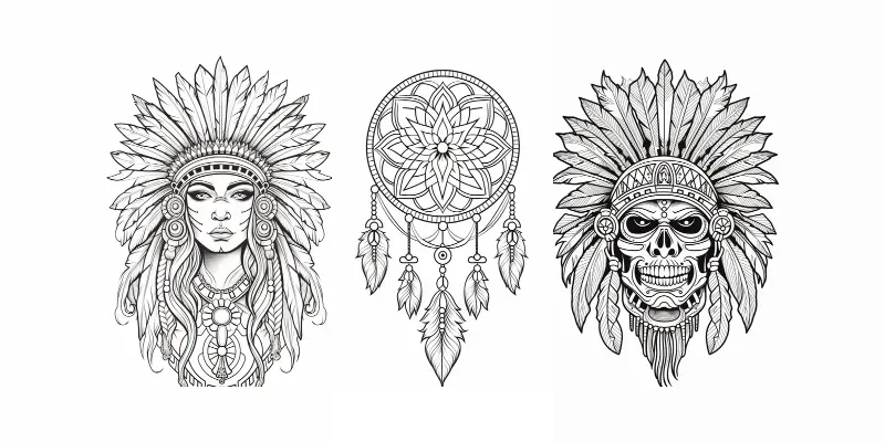 Mandala Coloring Pages Cherokee Indians Midjourney Prompt | PromptBase