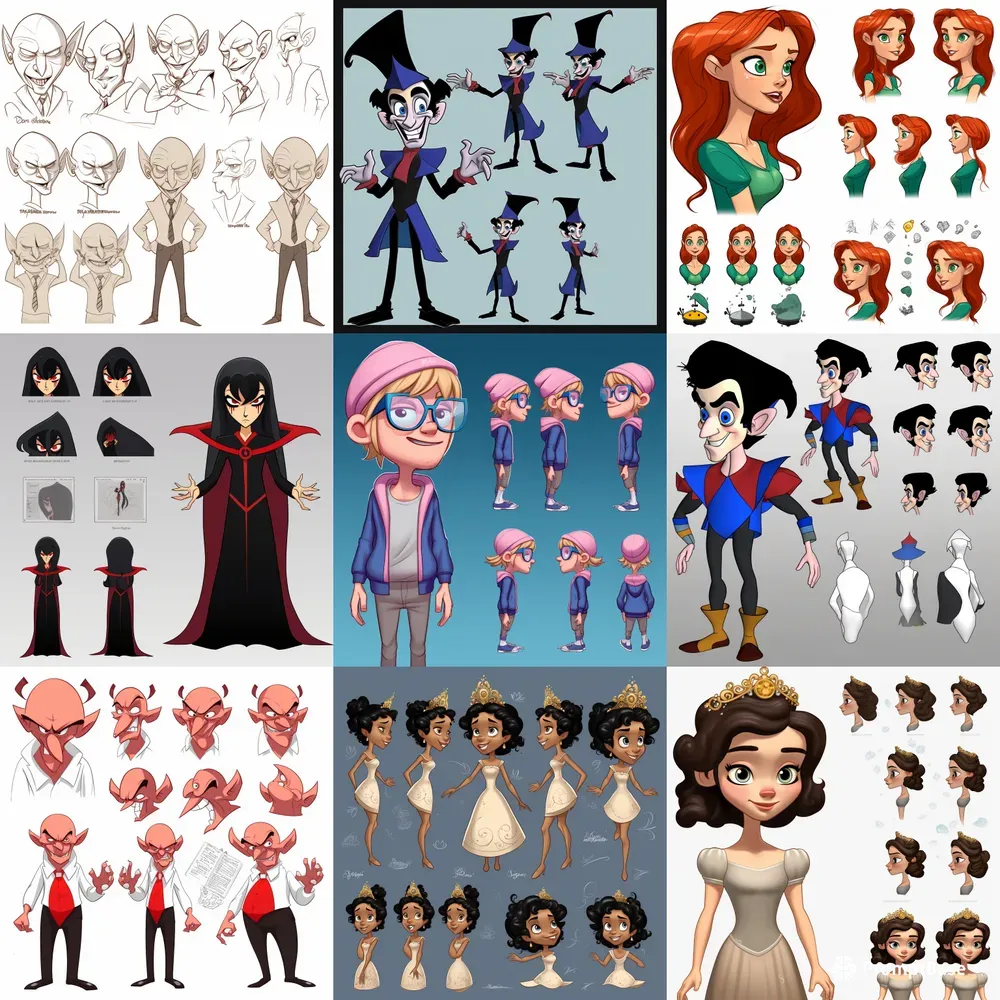 Character Concept Sheets Midjourney Prompt | PromptBase