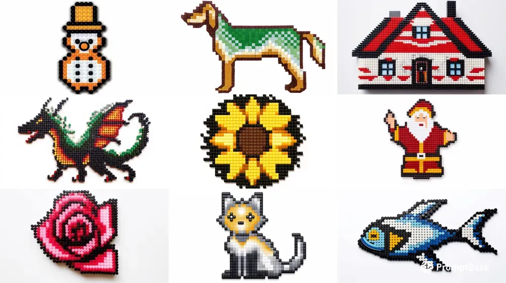 Perler Bead 2D Patterns Midjourney Prompt | PromptBase