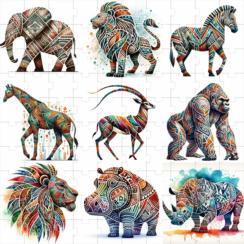 African Tribal Patterns Animals DALL·E Prompt | PromptBase