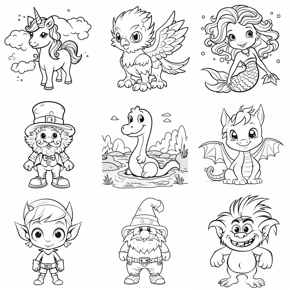 Mythical Creatures Coloring For Kids Midjourney Prompt | PromptBase