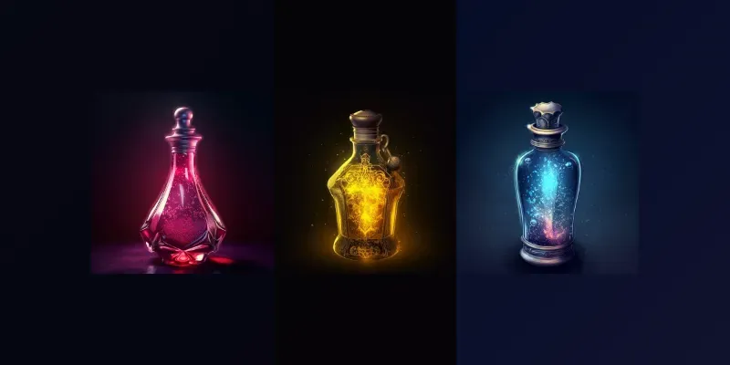 Magic Potion Bottles Midjourney Prompt | PromptBase