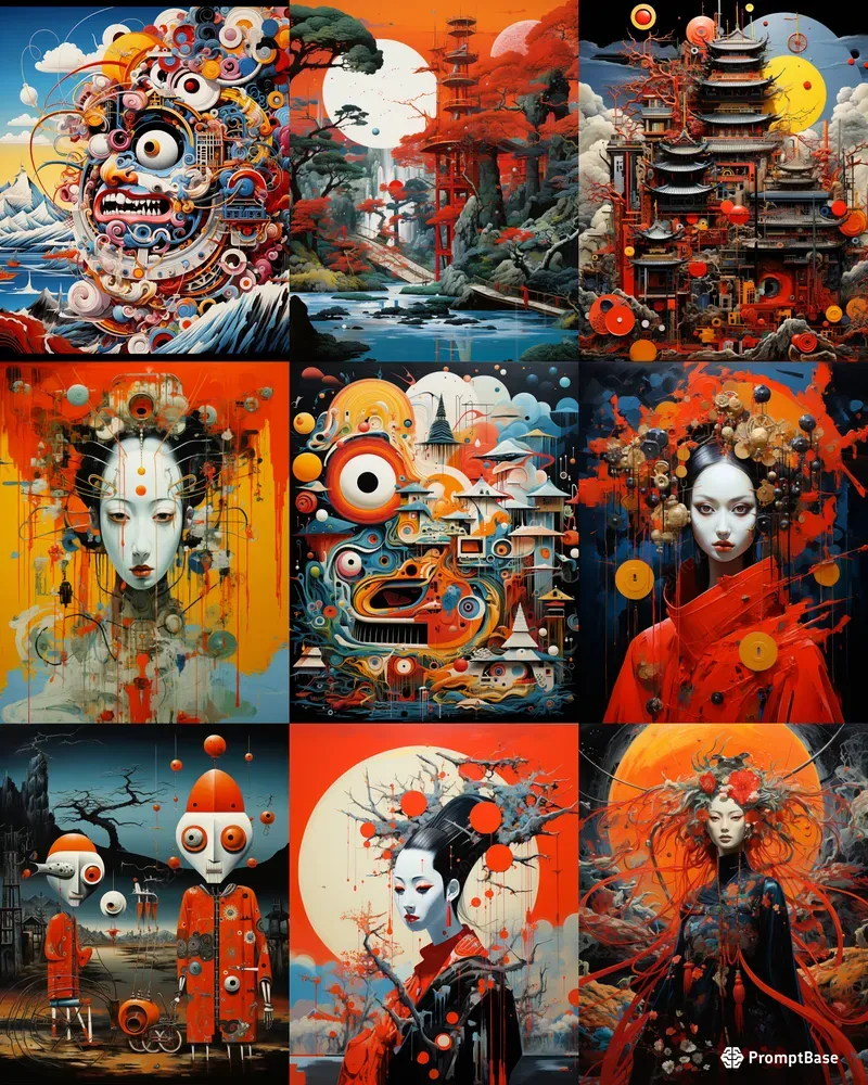 Representing Japan Nation Surrealism Art Midjourney Prompt | PromptBase