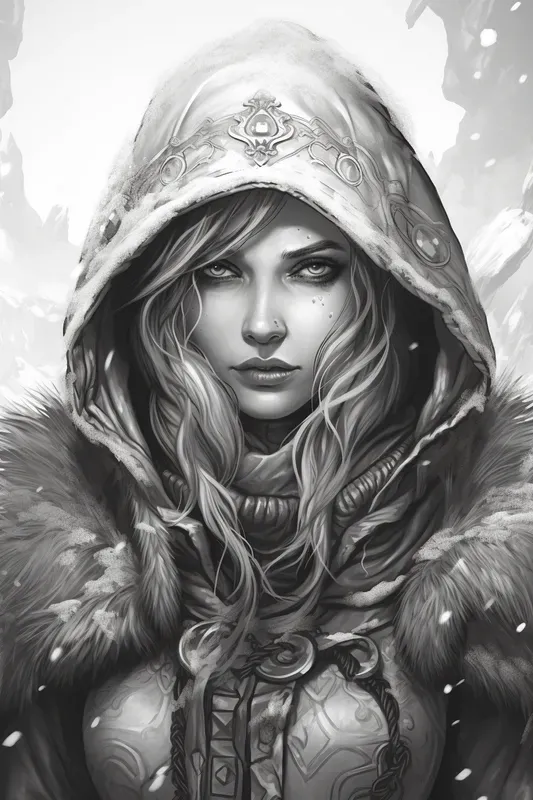 Fantasy Character Portrait Bw Drawings Midjourney Prompt | PromptBase