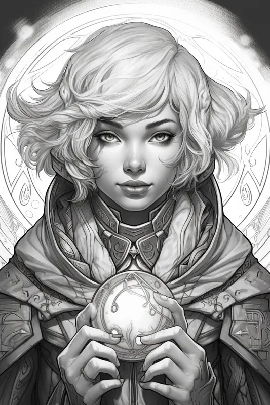 Fantasy Character Portrait Bw Drawings Midjourney Prompt | PromptBase