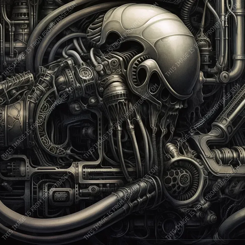Hr Giger Aliens And Machines Midjourney Prompt | PromptBase