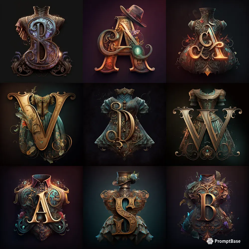 Lettering Logos With Dressed Characters Midjourney Prompt | PromptBase