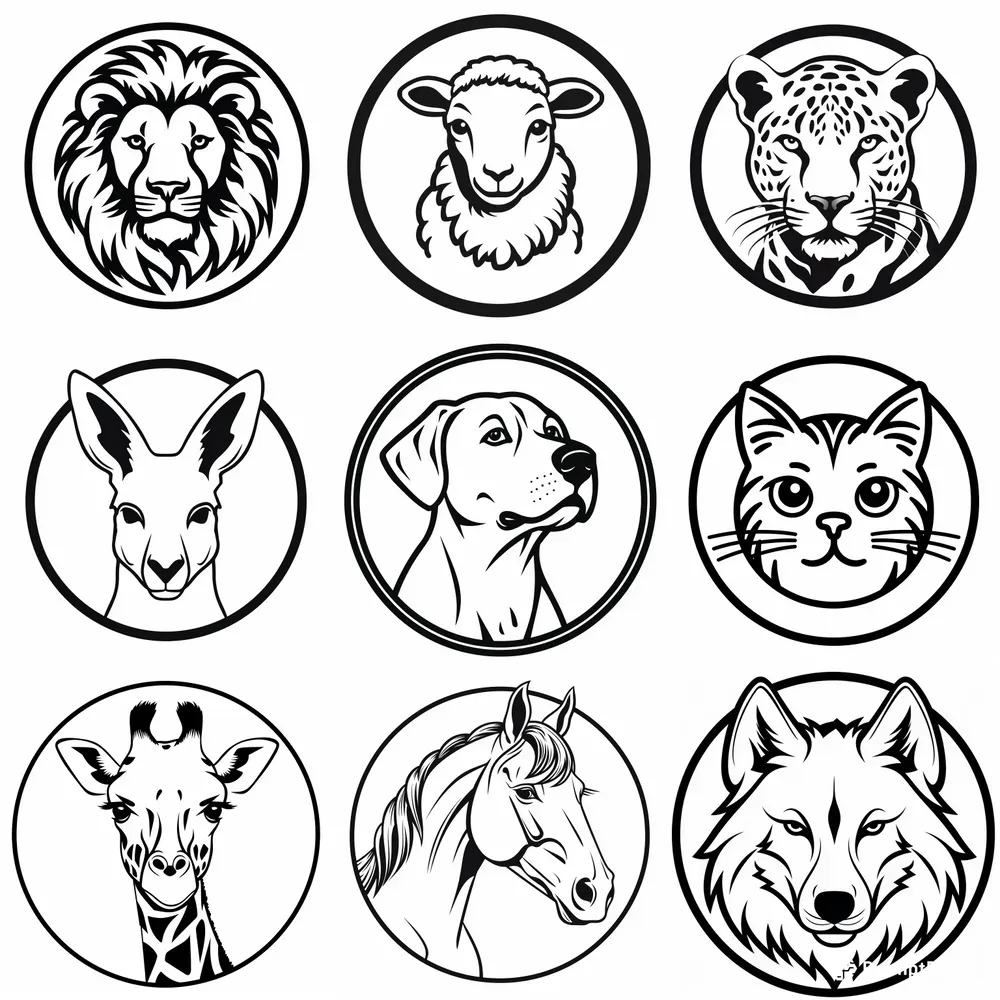 Circular Animal Coloring Books Pages Art Midjourney Prompt | PromptBase
